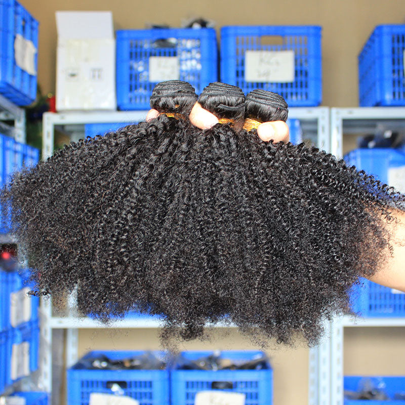 Mongolian Afro Kinky Curly Hair Bundles Only 100% Human Hair Bundles 4 ...